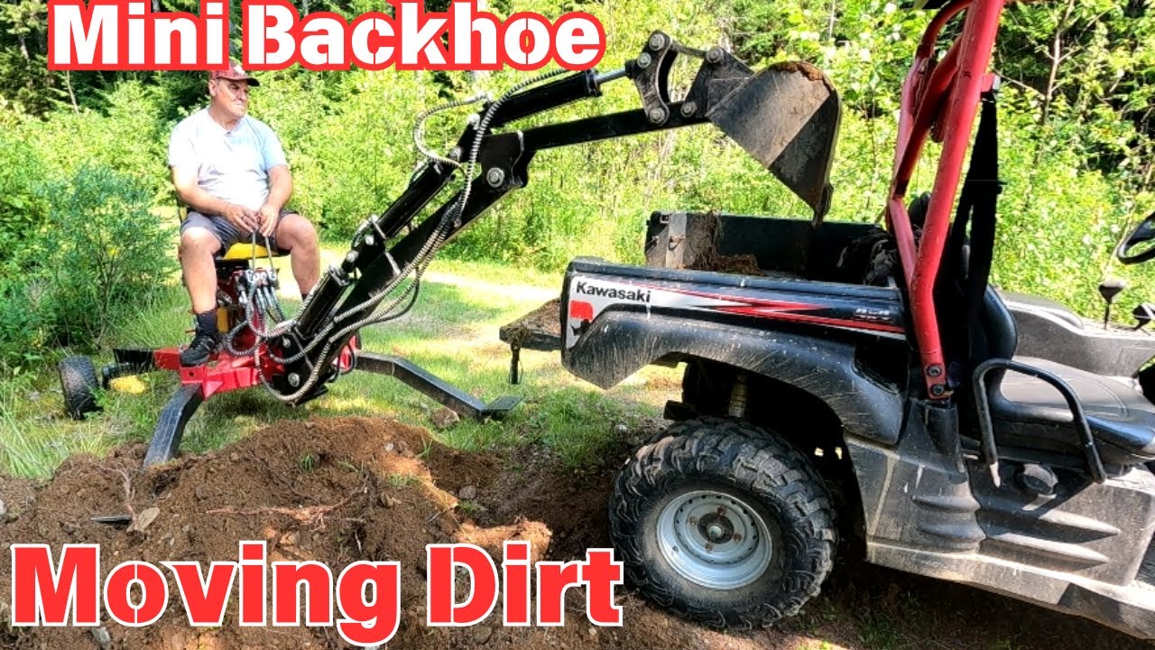 Moving a bit of dirt with my Red Rock Mini Towable Backhoe - YouTube