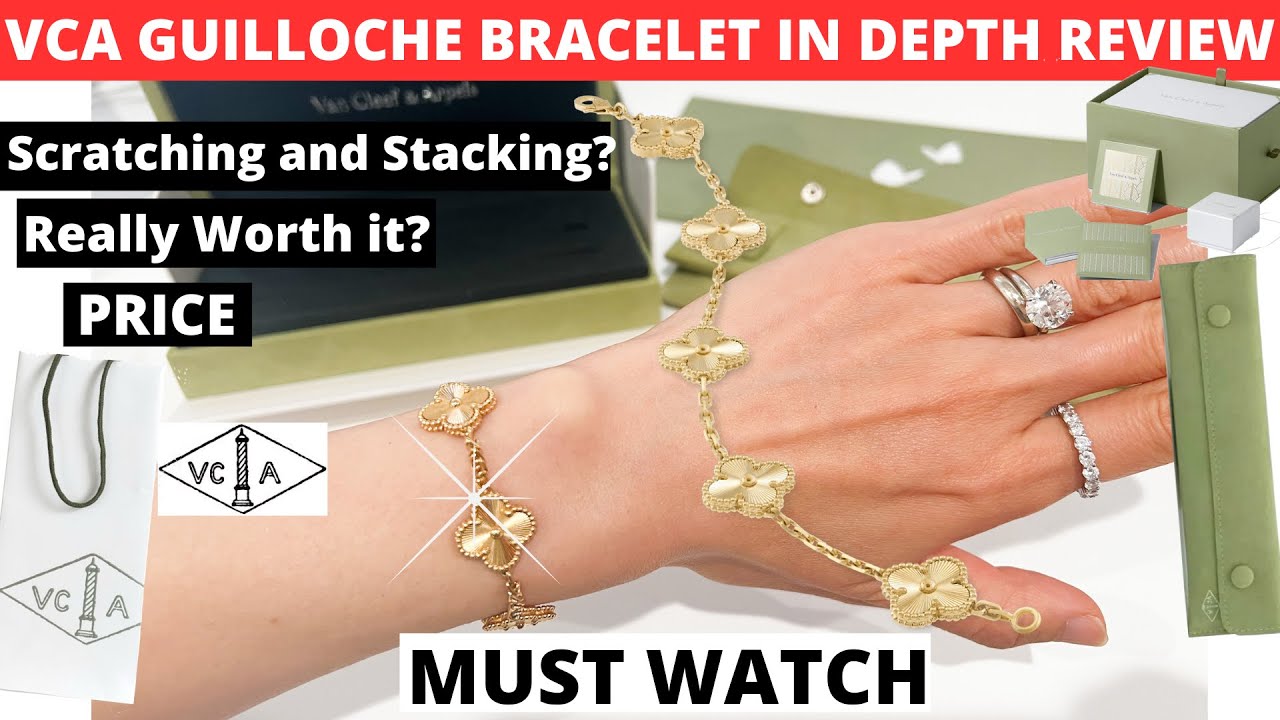 VAN CLEEF AND ARPELS VINTAGE ALHAMBRA 5 MOTIF GUILLOCHE BRACELET REVIEW | VCA guilloche bracelet ...