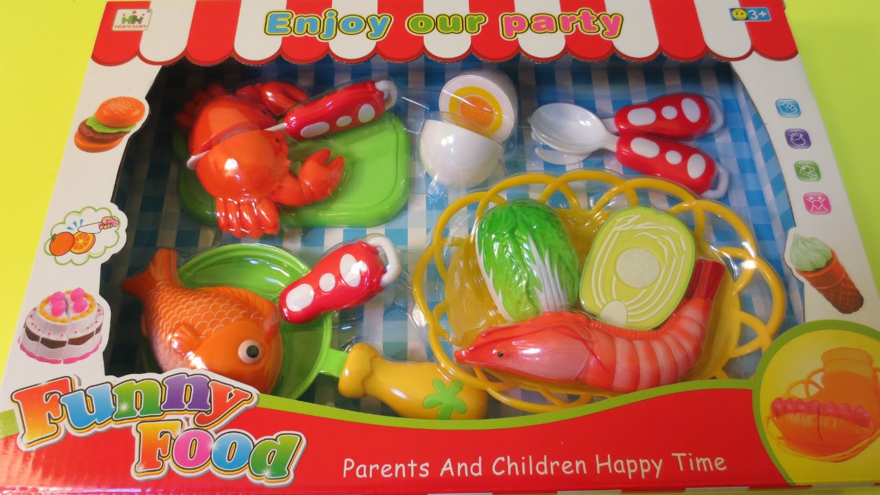 Funny Food Seafood Velcro Toy Cutting Fun - YouTube