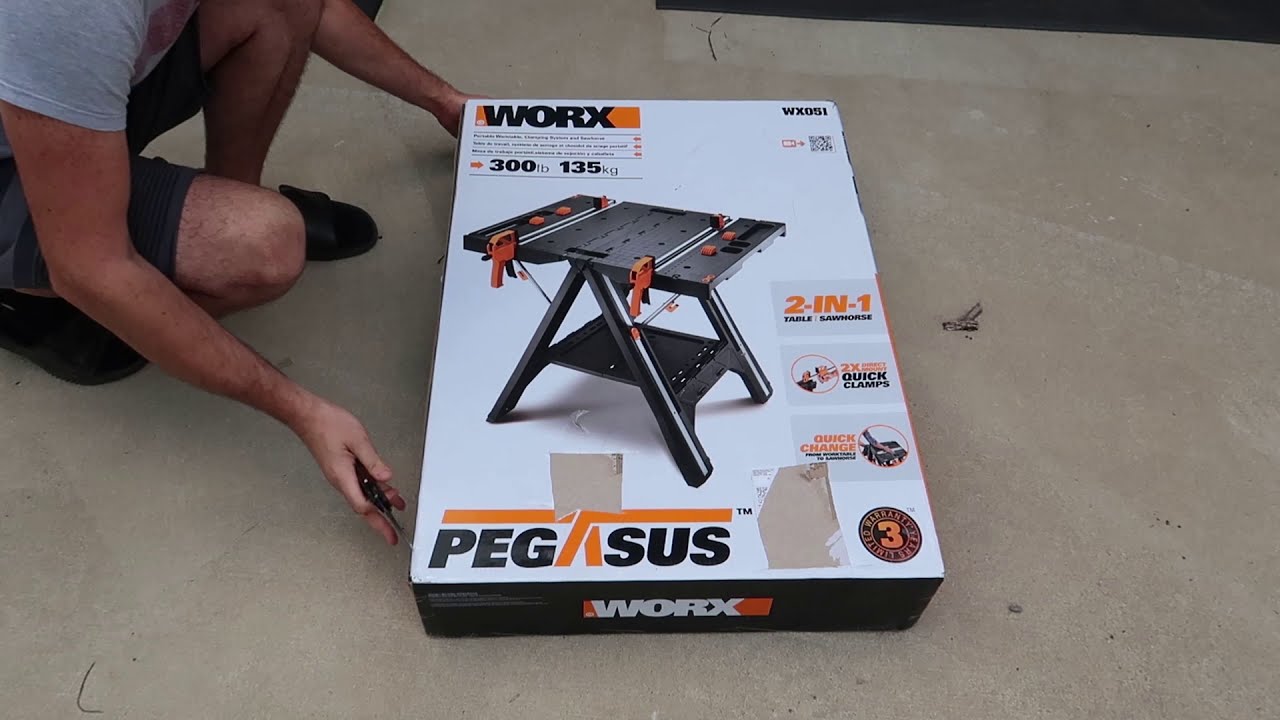 Unboxing WORX Pegasus Multi Function Work Table and Sawhorse - YouTube