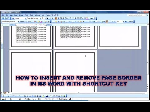 How to Insert and Remove Page Border in MS Word with Shortcut key - YouTube