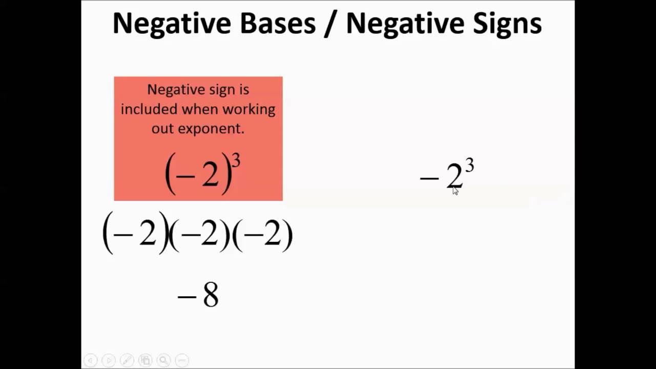 Exponents: Negative Bases and Negative Exponents - YouTube