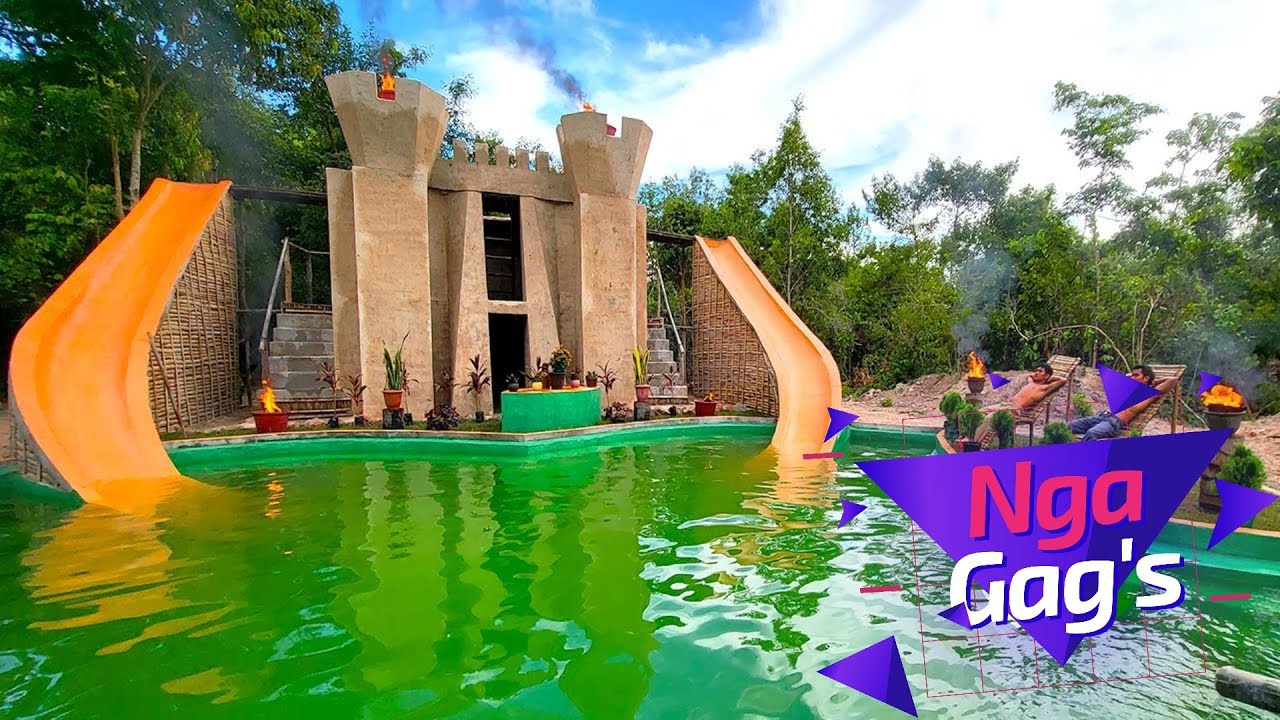 Primitif Membuat rumah, dan kolam dengan alat seadanya | Primitive ...