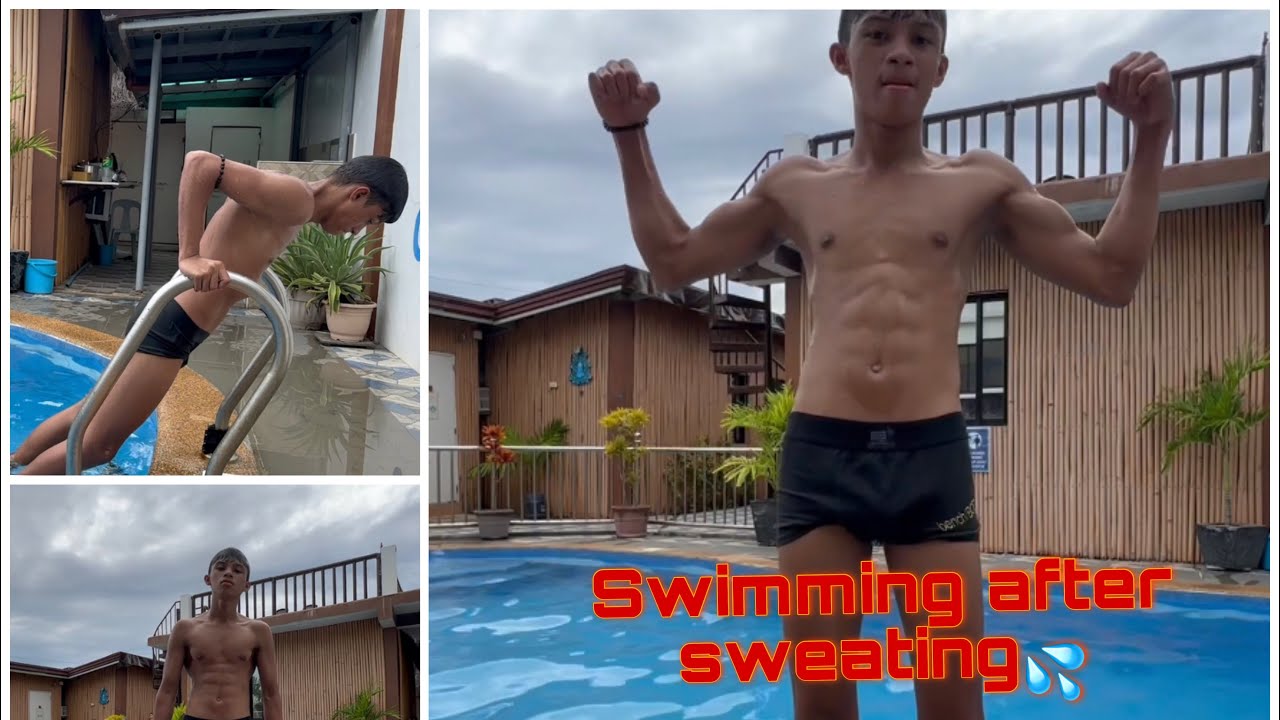bathed in the swimming pool after sweating🥶 - YouTube