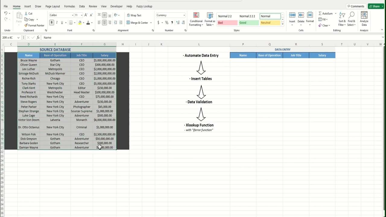 Automate Excel Data Entry Using Data Validation, Tables and Xlookup ...