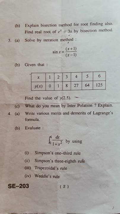 computer oriented numerical analysis bca 3 sem paper || previous year question paper 2019 - 2020 ...