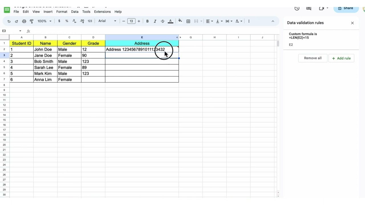 Google Sheets Data Validation How To Create Text Length Validation Google Sheets Data Validation How To Create Text Length Validation