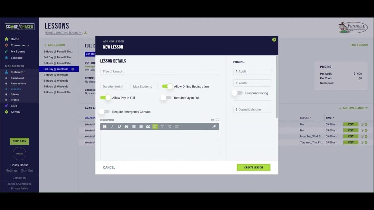 Instructor Business: Creating Lessons & Availability - YouTube