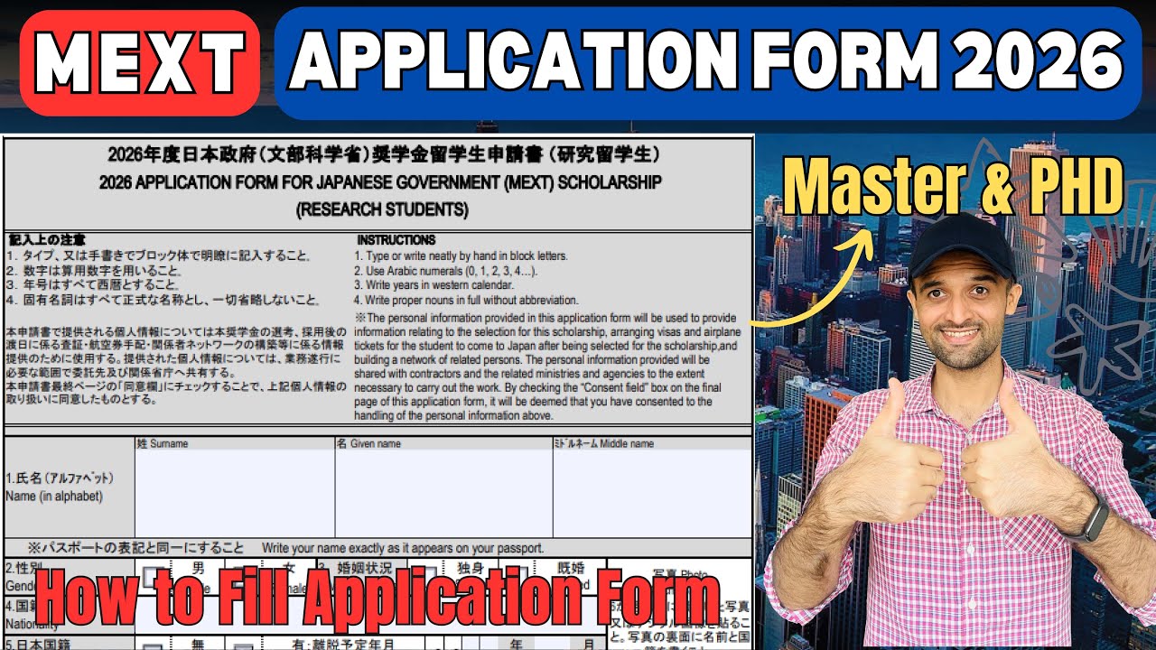How to Fill Mext Scholarship 2026 Application form for Master and PhD ...