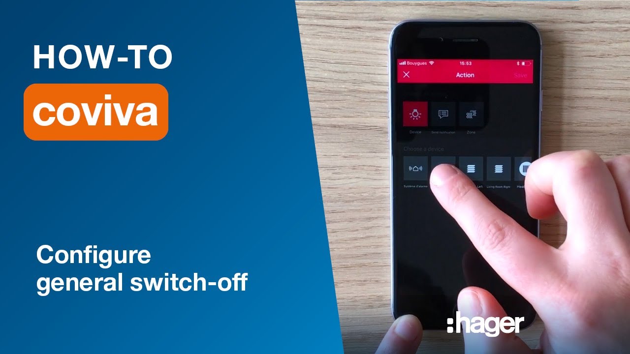 coviva by Hager How-to videos. Part 3 – Configure a general switch-off ...