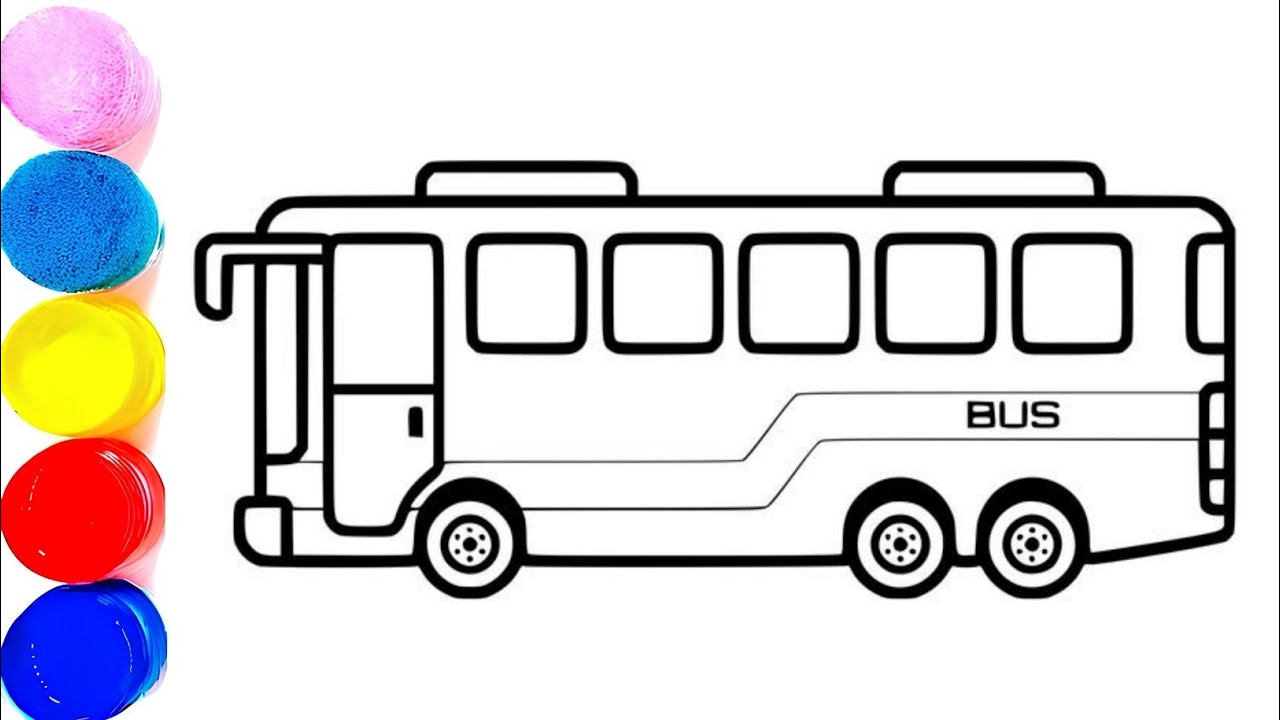 How to draw a bus step by step || kids easy bus drawing || bus drawing ...