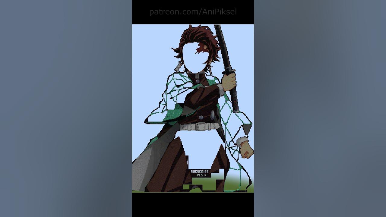 Demon Slayer Tanjiro Pixel Art In Minecraft Youtube