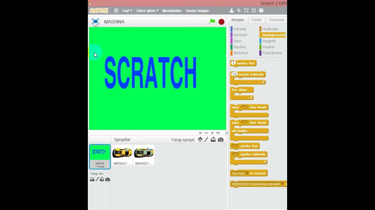 WRITE A NAME OR SCRATCH IN THE SCRATCH PROGRAM.SCRATCH DASTURIDA ISIM YOKI SCRATCH SO'ZINI ...