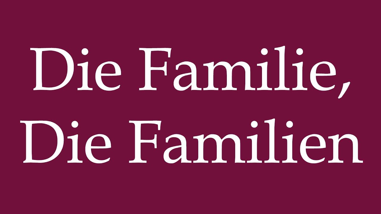 How to Pronounce ''Die Familie, Die Familien'' (The Family, The ...