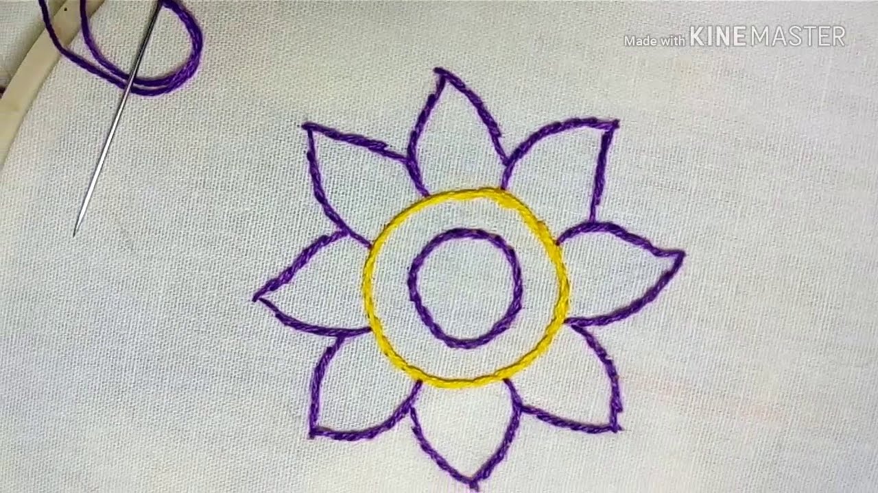 Basic embroidery stitch for beginners/ stem stitch / flower motif /Hand ...
