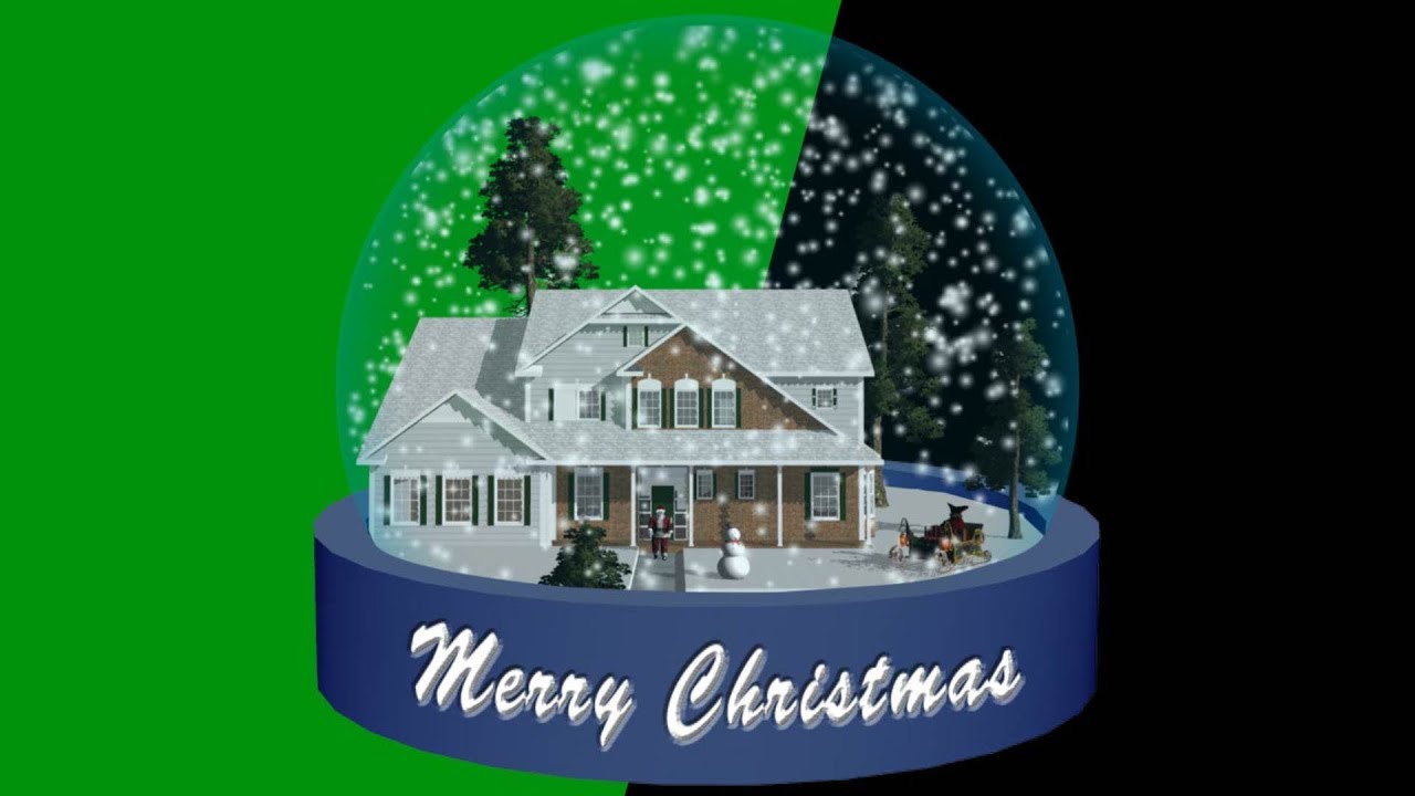 christmas snow globe animation - black/green screen effect - YouTube