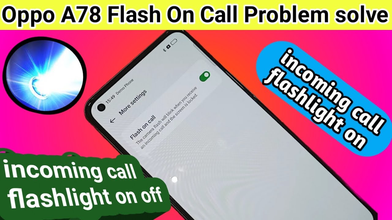 Oppo A78 incoming call Flashlight on off problem - YouTube