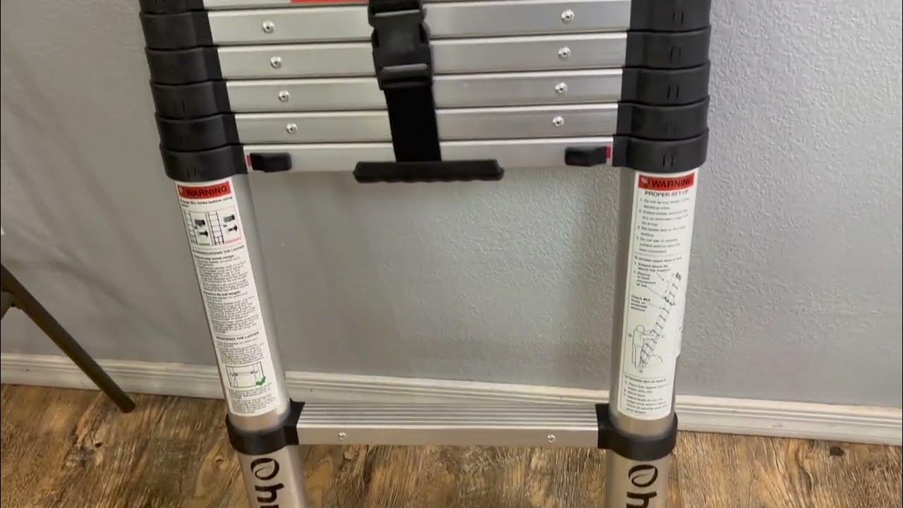 Ohuhu Aluminum Telescoping Ladder, One Button Retraction Heavy Duty Extension Ladder Review ...