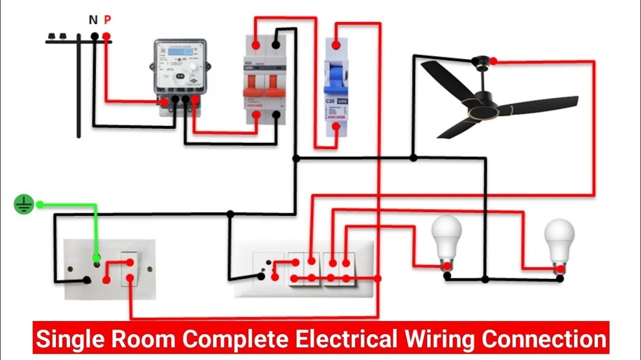 Single Room Complete Electrical Wiring Connection diagram | - YouTube