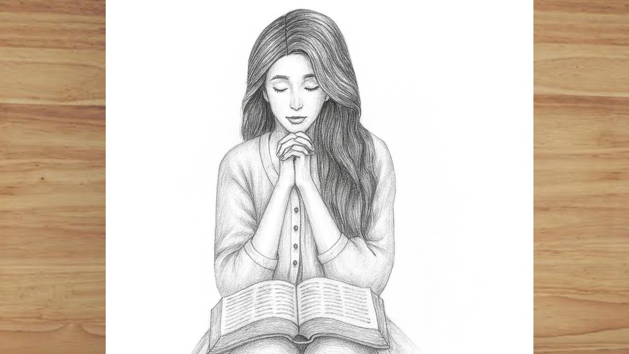 How To Draw A Girl Praying | Step By Step Drawing | Girl Drawing ...
