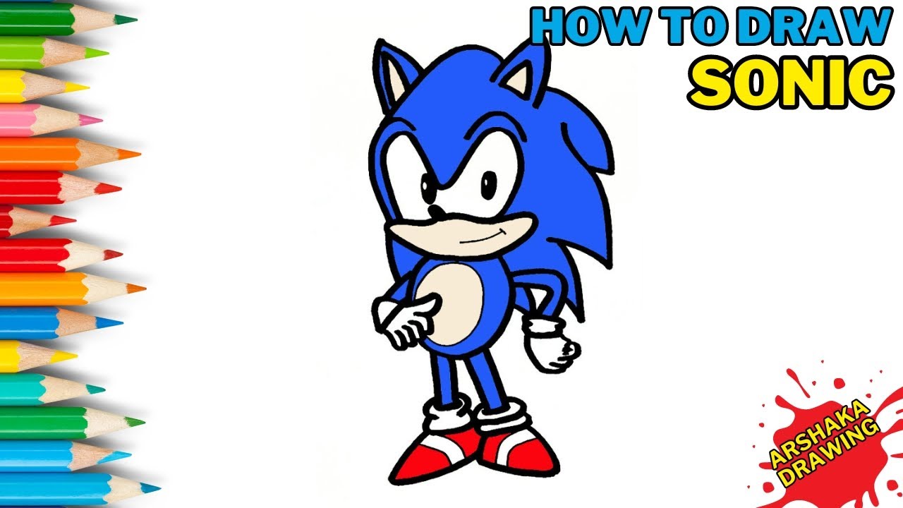 How to Draw Sonic The Hedgehog Easy | Cartoon Character Drawing ...