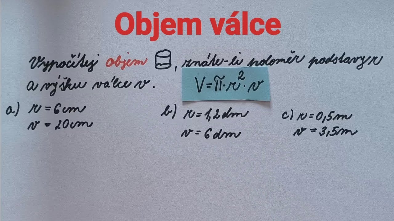 Objem válce 1 - YouTube