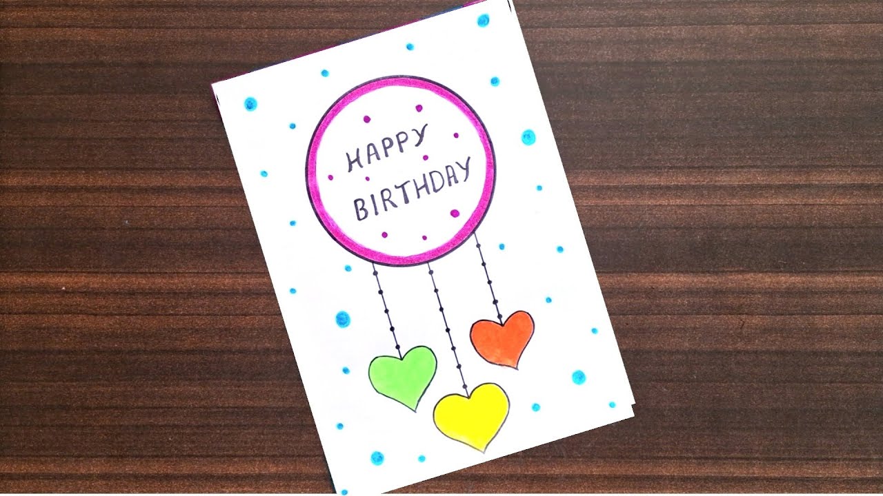 Very easy Birthday card drawing /Easiest Birthday Card/Homemade ...