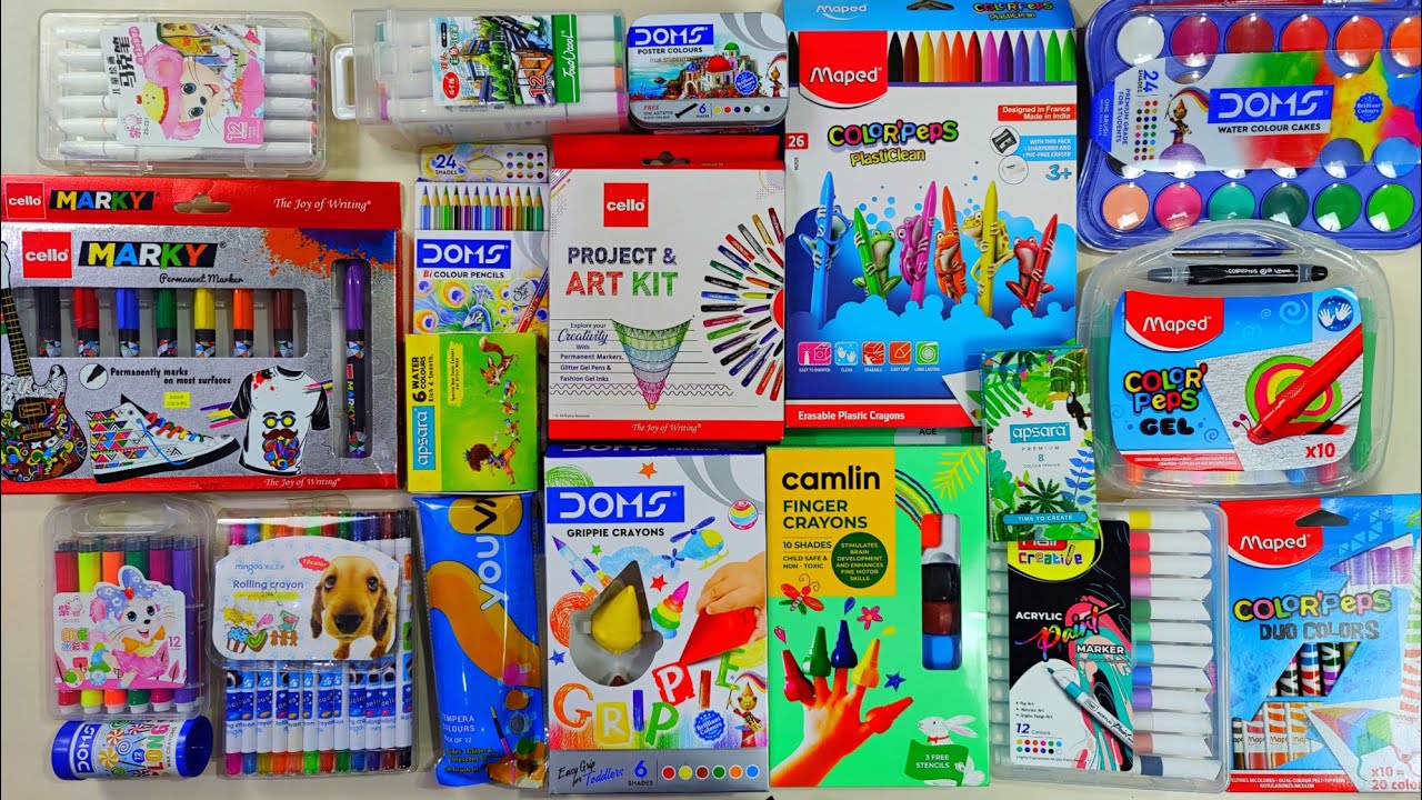 stationery colours collection, rolling crayons colour, doms colors ...