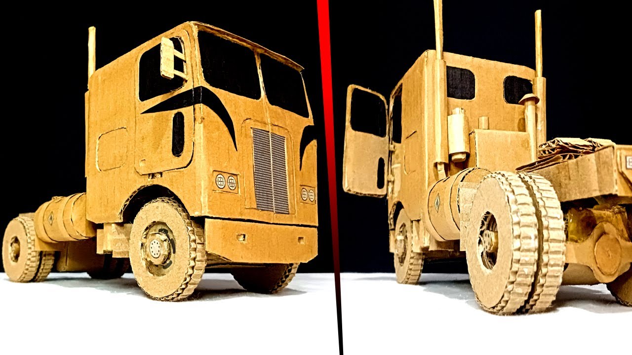 How to make an RC cardboard truck, creating a cabover truck model - YouTube