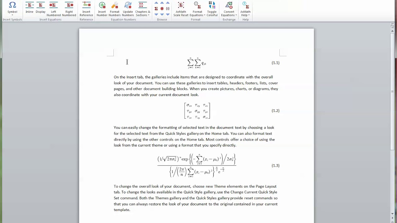 AxMath Tutorial - Equation number example - YouTube