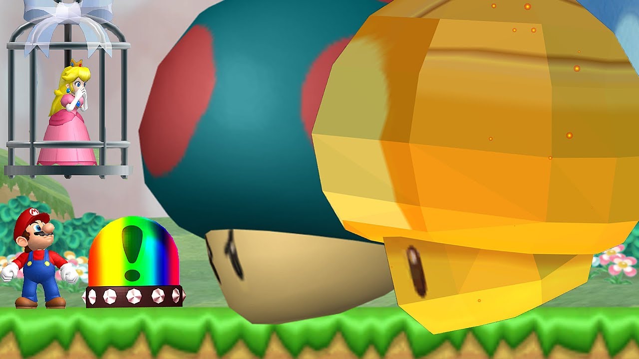 New Super Mario Bros. Wii - Evil Mushroom & Golden Mushroom Fight in ...