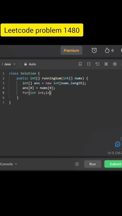 leetcode problem 1480 - running sum of 1d Array #leetcode #java #shots - YouTube