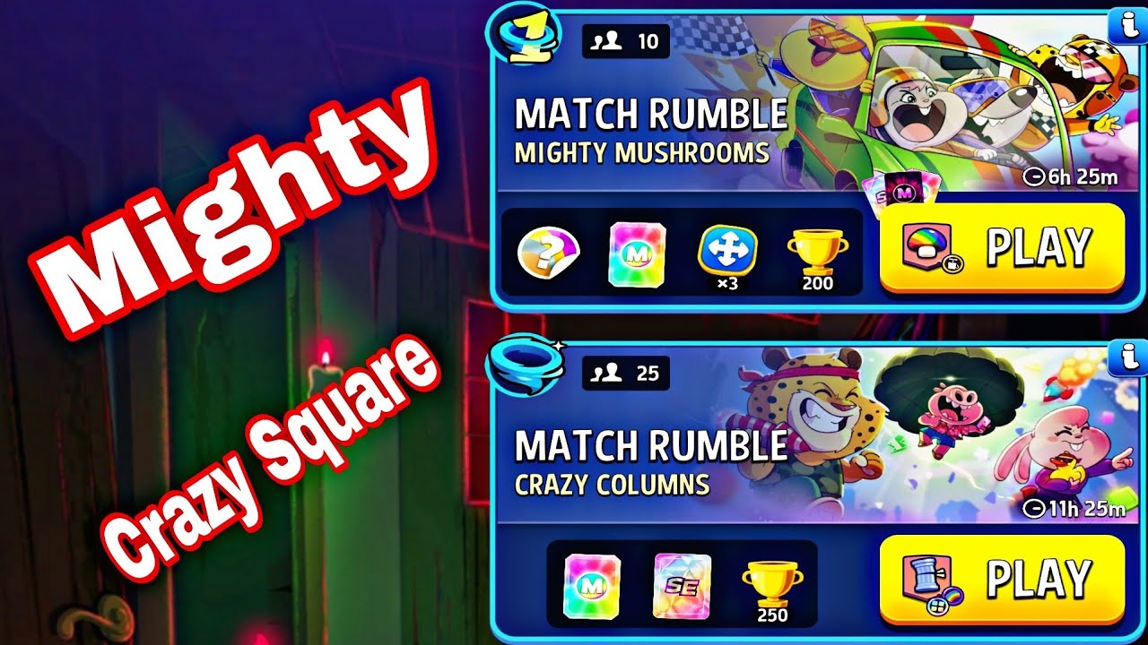 crazy columns square matches rumble match | mighty mushrooms blow em up ...