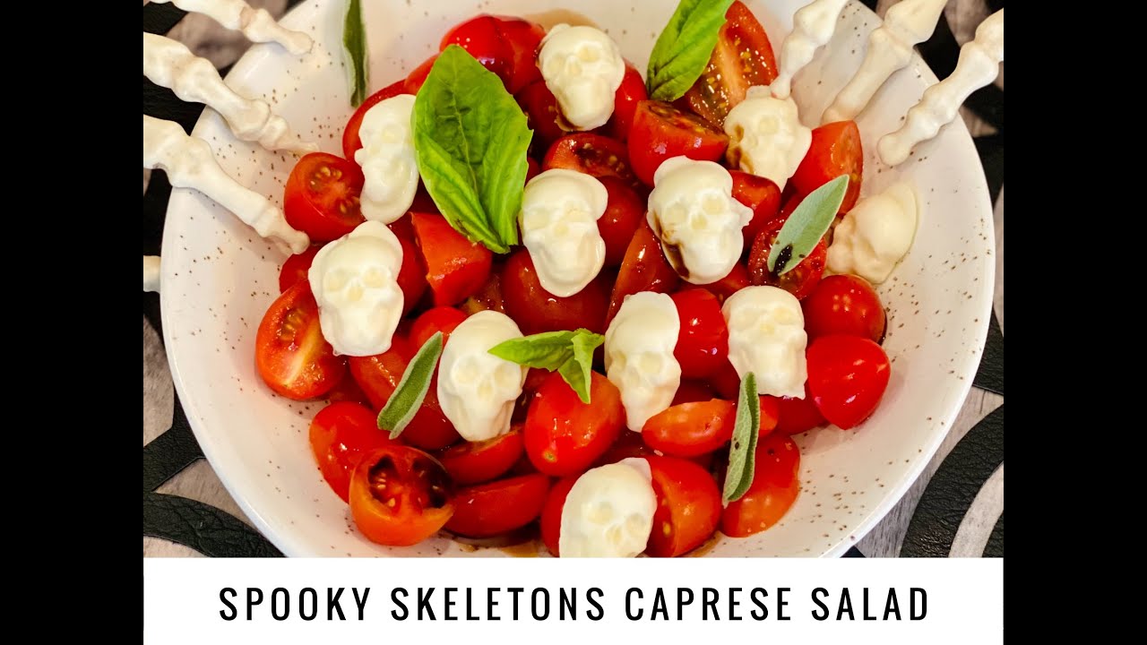 💀Spooky Skeletons Caprese Salad🍃 (Halloween) - YouTube
