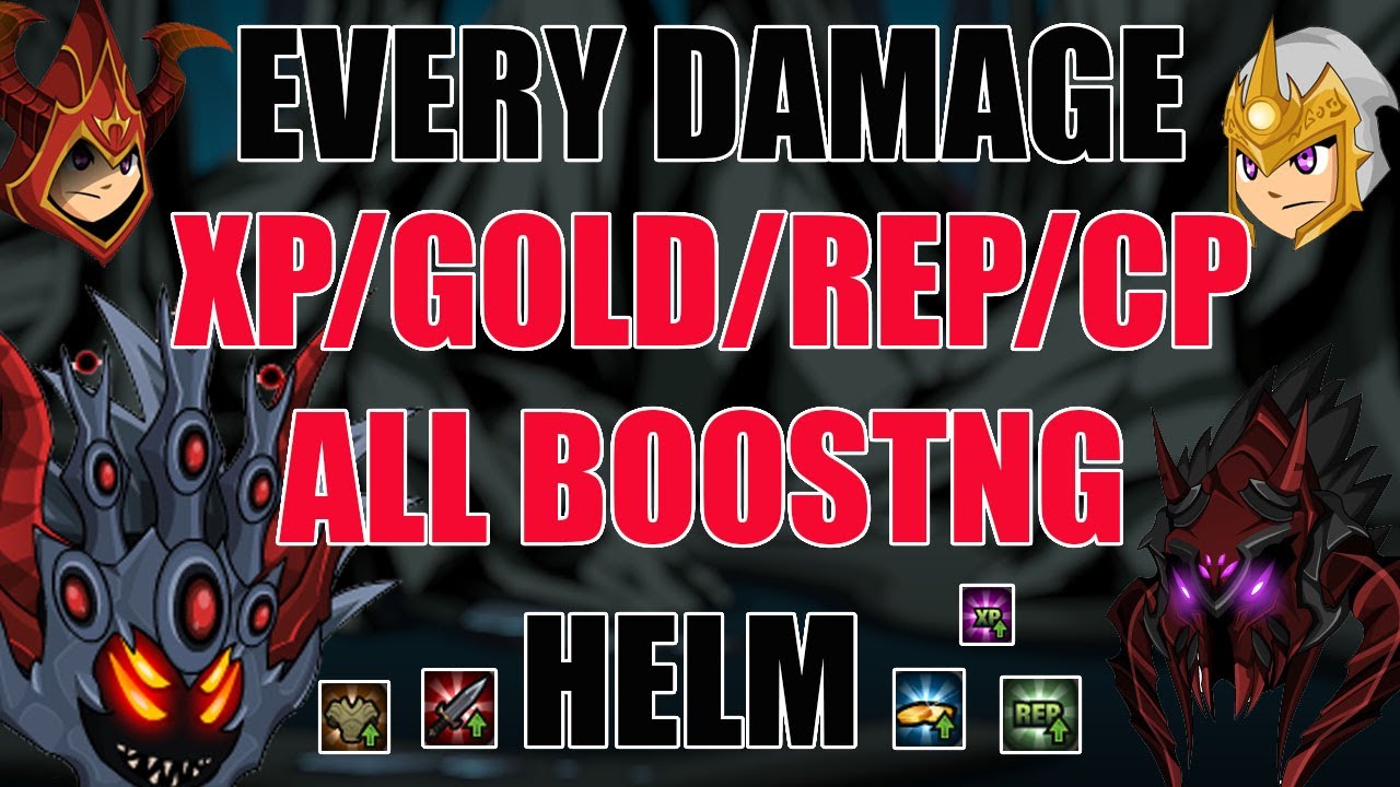 AQW EVERY All Damage Boosting Helm + GOLD/REP/XP/CP (5%-30%) - YouTube