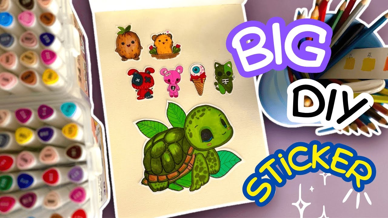 How to Make a BIG STICKERS DIY 🐢?! Paper DIY (Easy & Cheap)#diysticker ...