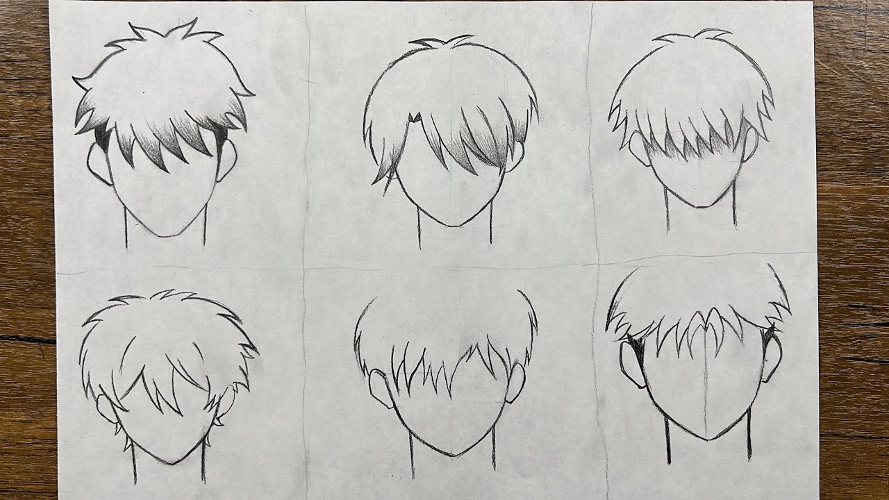 Easy anime hair drawing | how to draw male anime hair step-by-step ...
