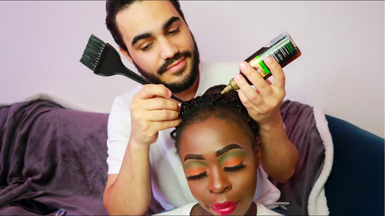 [ASMR] Scratching & Oiling Between Braids | Light gentle Brushing. - YouTube