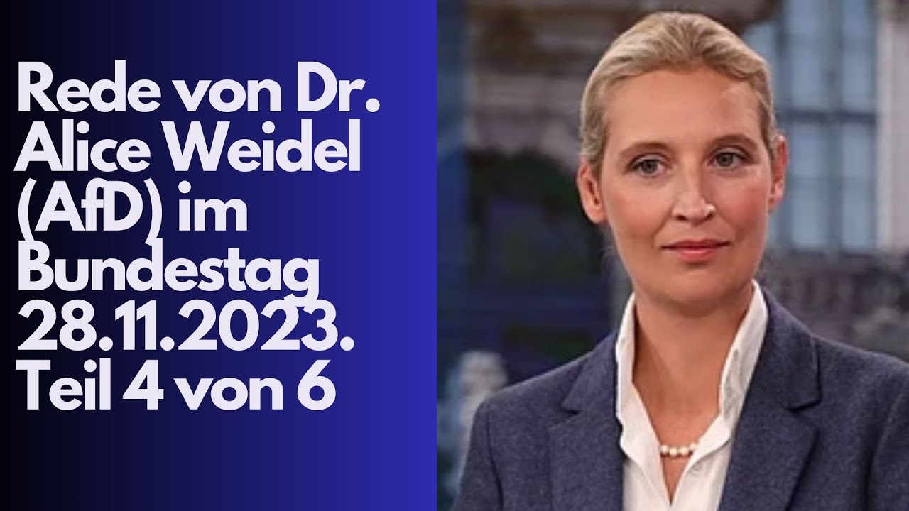 Rede von Dr Alice Weidel AfD im Bundestag. Teil 4 von 6 - YouTube