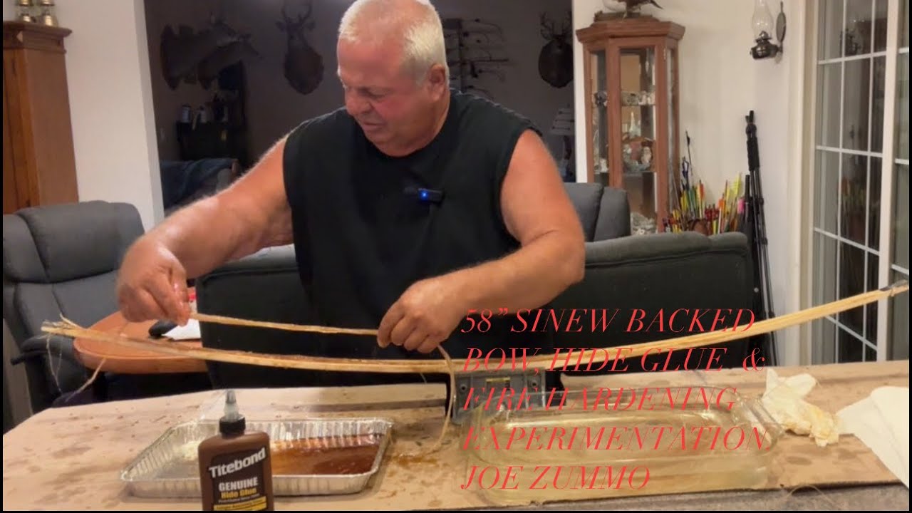 58” SINEW BACKED HICKORY BOW, HIDE GLUE & SOME FIRE HARDENING ...