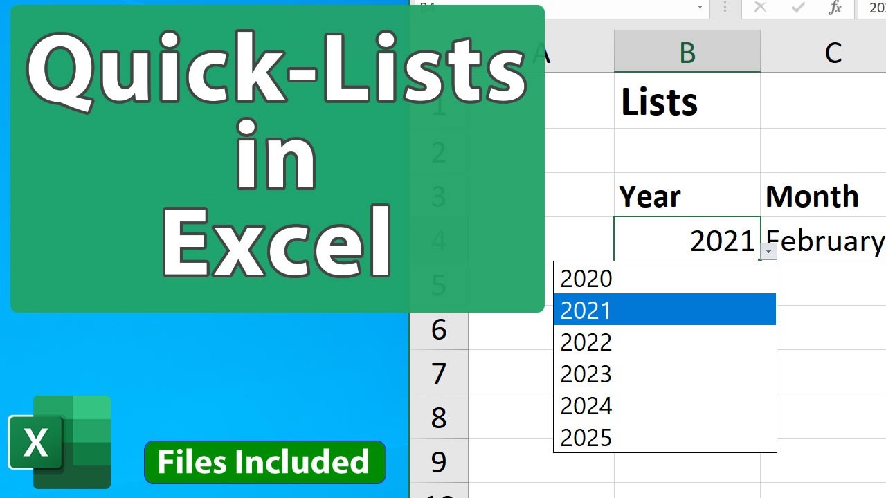 Make Quick Drop Down Lists for Excel - EQ 94 - YouTube