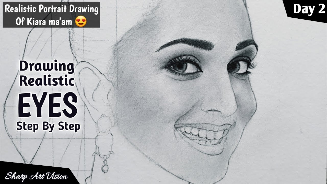 Drawing Kiara Advani Ma'am 😍 | Day 2 - Eye Drawing | Grid Method ...