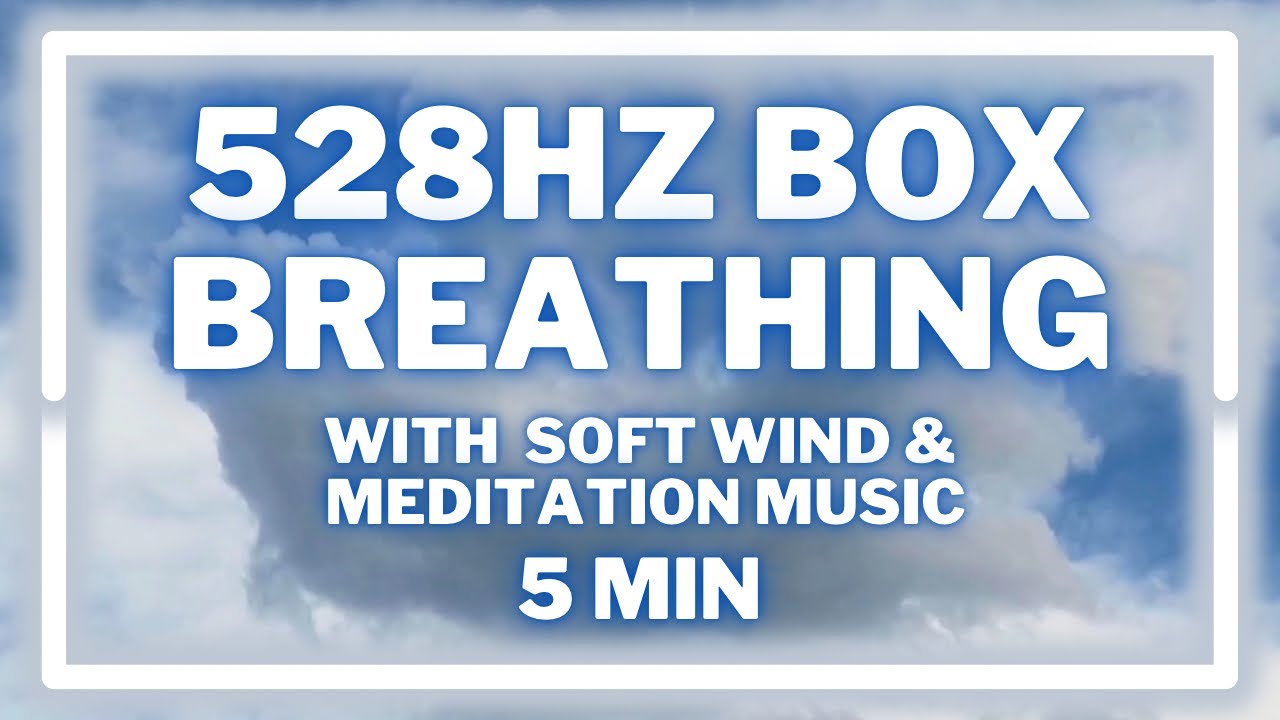 528hz Box Breathing | 5 Mins | Relaxing Meditation Music | Wind Sounds ...