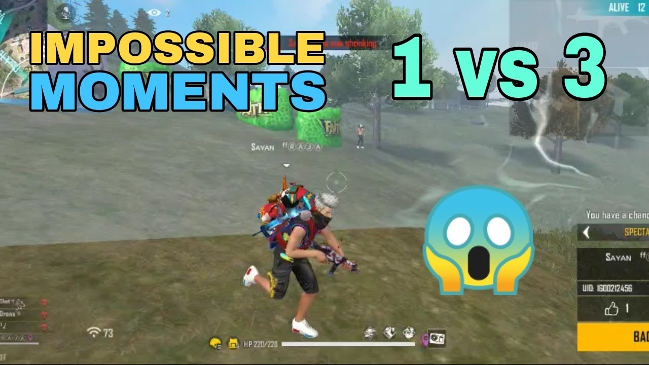 1 VS 3 FREE FIRE BEST MOMENT | MY TEAMMATE FINISH FULL SQUAD | FREE ...