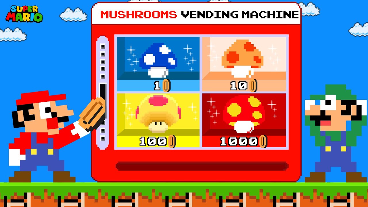 Super Mario Bros., But Mario Can Buy All Mushrooms in Vending Machine ...
