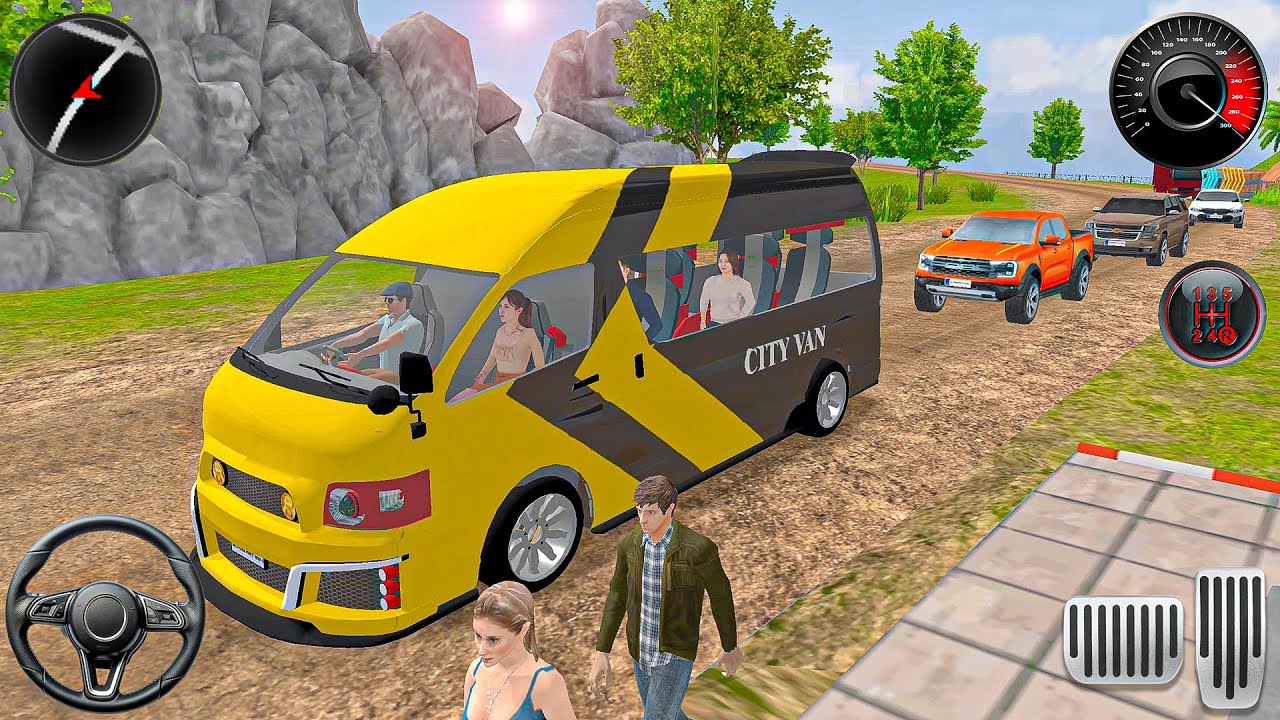 City Coach Driving picks up passenger: Van coach driving simulator ...