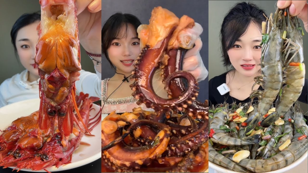 Yummy #66 eat Squid 🦑🦑 Lobster 🦞🦞 Shrimp 🦐🦐 {seafood 🦑🦑} #mukbang # ...