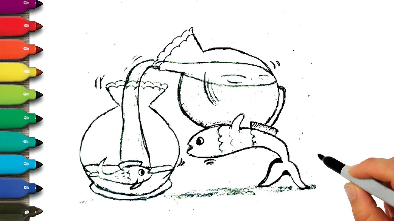 Easy Fish Pot Drawing Tutorial For beginners | Fish Bowl Drawing - YouTube