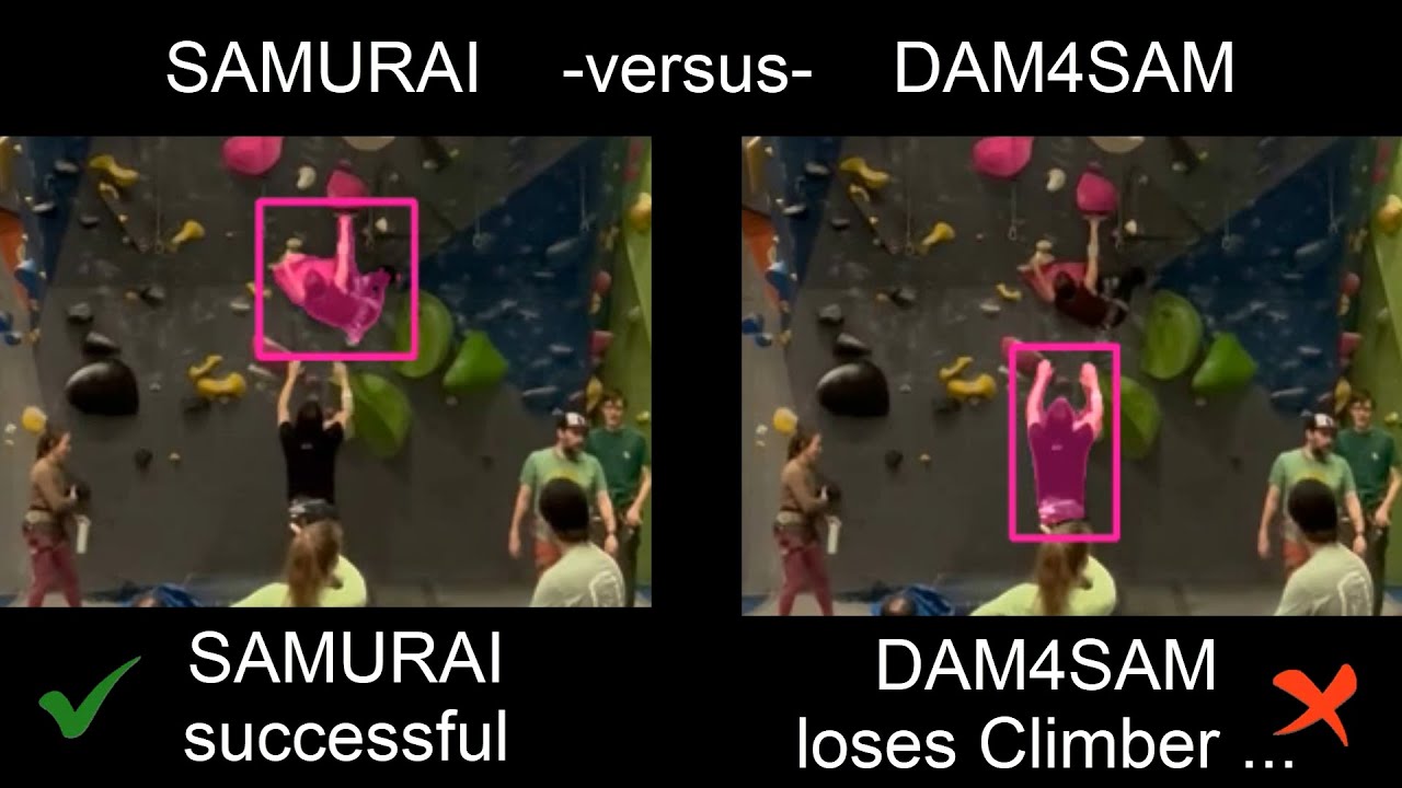 SAMURAI versus DAM for SAM 2.1 (DAM4SAM). - YouTube