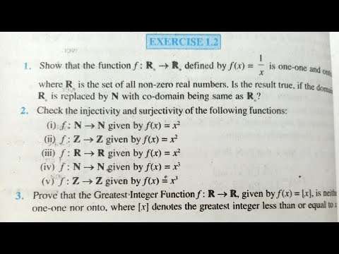 Ex. 1.2 Q1,2,3 Class 12th Ch 1st Function- one one/ onto/ injective ...